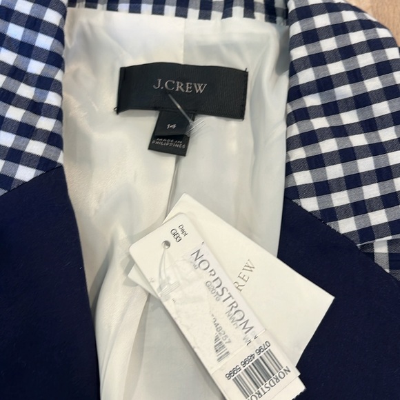 J. Crew | Jackets & Coats | J Crew Navy And White Checkered Blazer ...